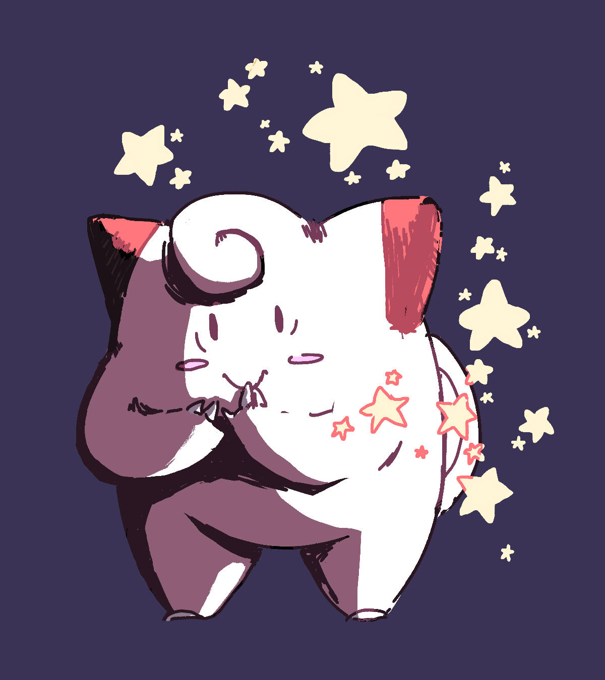 Fanart: Cleffa, Clefairy and Clefable interact with the stars around ...