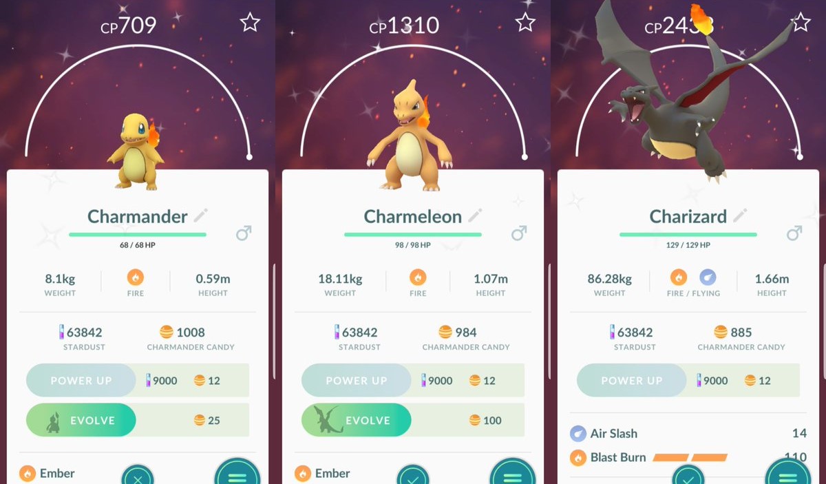 charmander evolution shiny
