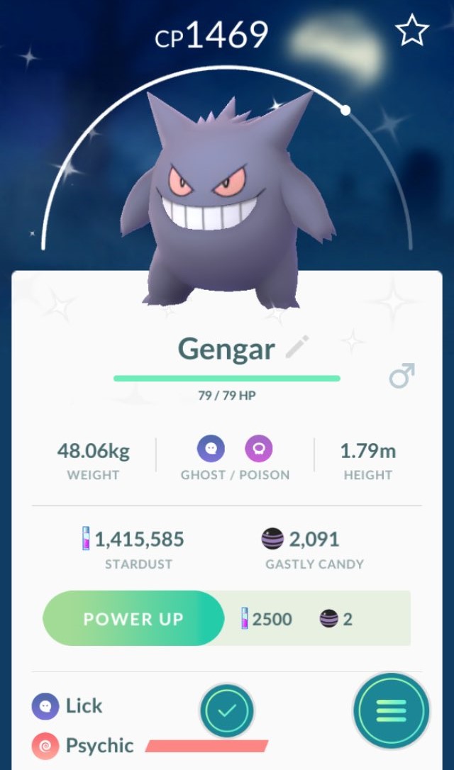 First Pokémon GO screenshot of successfully caught Shiny Gengar with ...