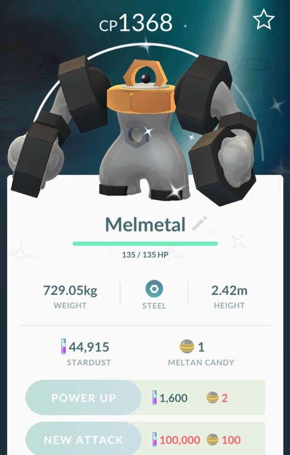 First Pokémon GO screenshot of successfully caught Shiny Melmetal ...