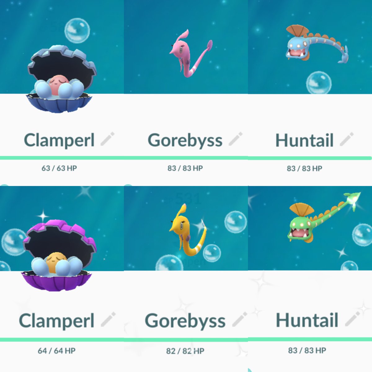 shiny clamperl evolution chart