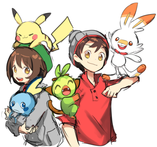 Fanart: Pokémon Sword and Shield starters Grookey, Scorbunny and Sobble ...