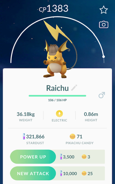 Detective hat Pikachu evolves into detective hat Raichu in Pokémon GO ...