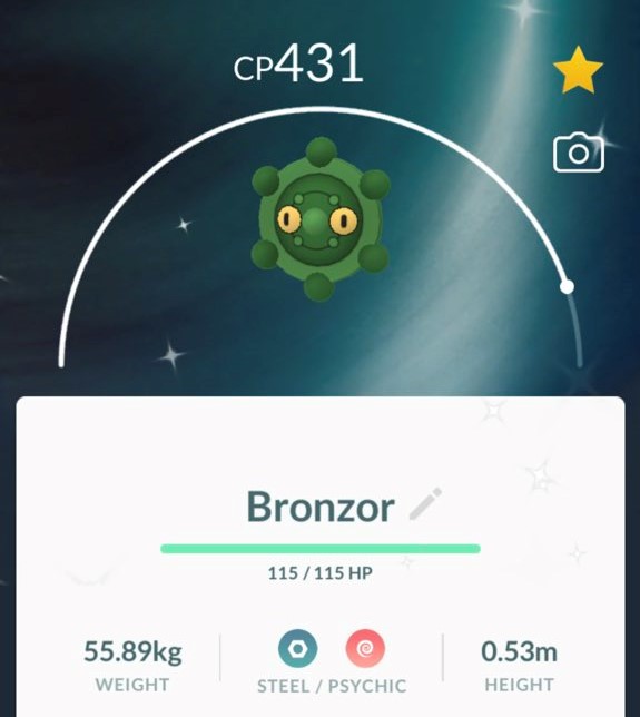 Pokémon GO screenshot of successfully caught Shiny Bronzor – Pokémon Blog