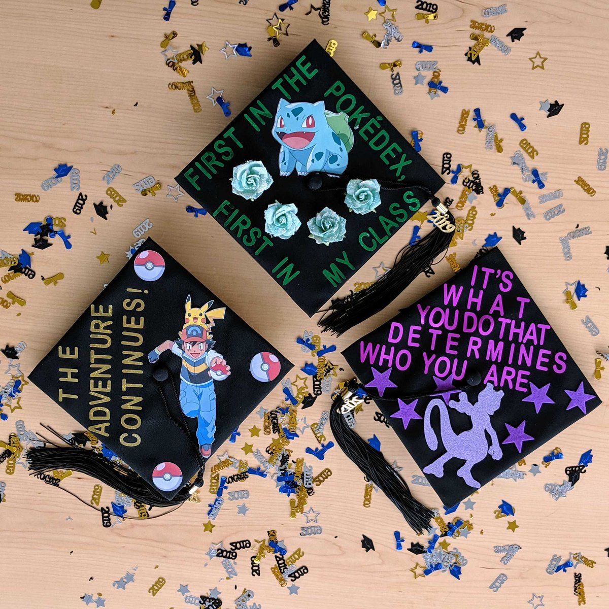 Pokémon fans decorate their graduation caps for the 2019 school year ...