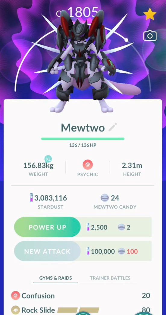 First Pokémon GO screenshot of successfully caught Armored Mewtwo ...