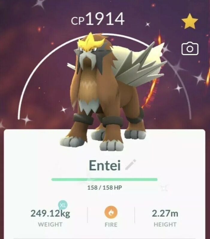 First Pokémon GO screenshot of successfully caught Shiny Entei ...