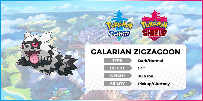 Galarian Zigzagoon is a Dark/Normal-type Pokémon with the Pickup or ...