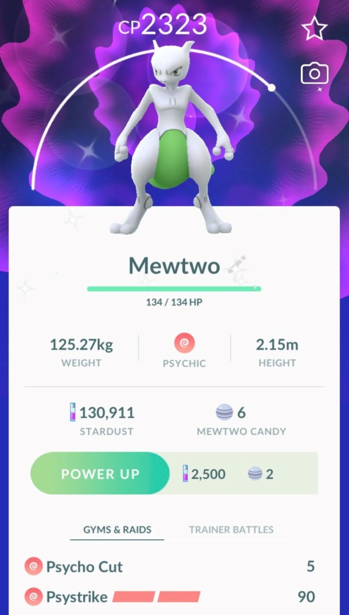 First Pokémon GO screenshot of successfully caught Shiny Mewtwo with ...