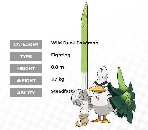 First official screenshot of the new Wild Duck Pokémon Sirfetch’d in ...