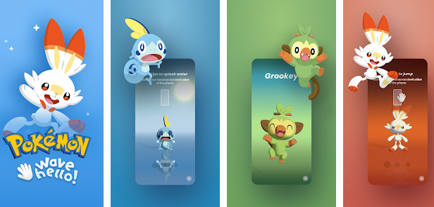 Video: Interacting with Grookey in the new Pokémon Wave Hello app on ...