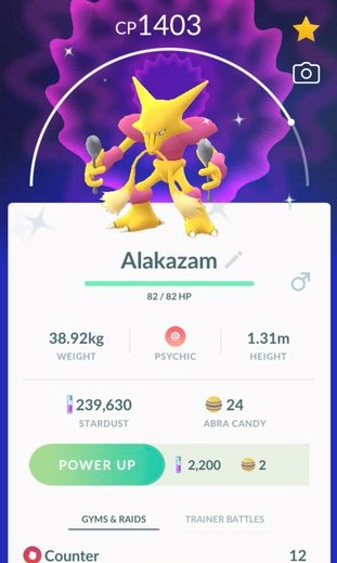 First Pokémon GO screenshot of Shiny Alakazam with Pokémon GO Community ...