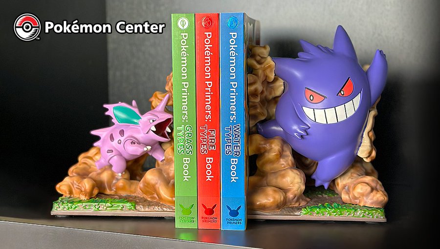 Dynamic new bookends available now at the Pokémon Center featuring ...